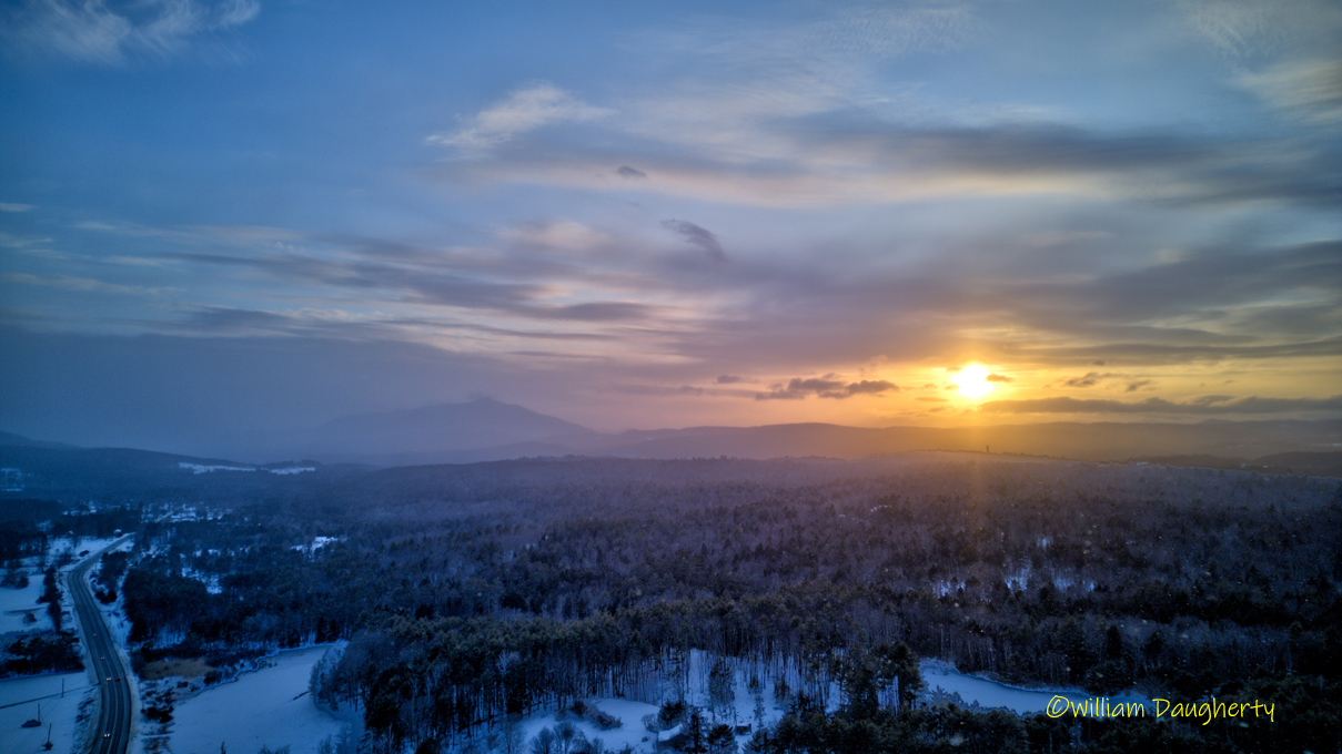 Friday's very pretty sunset. Plainfield, New Hampshire 2/6/26 - Drone ...
